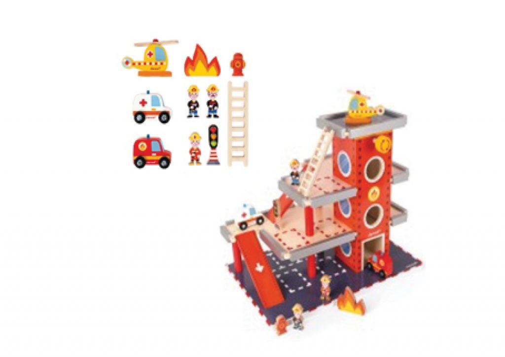Wooden Fire Station | Kids Wooden Fire Station - Childquip
